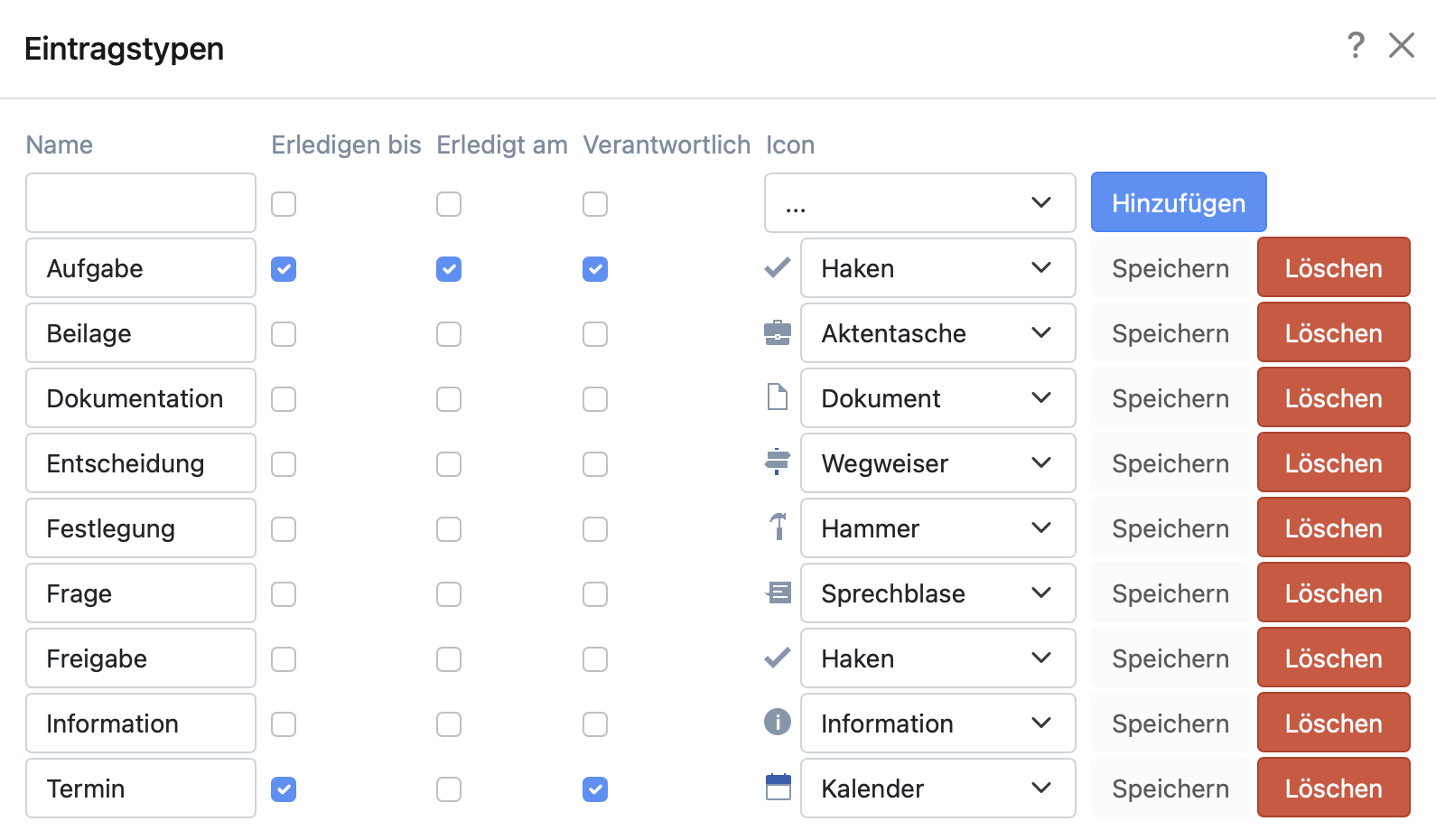 Eintragstypen - iPROT - Intuitive Protokoll Software für Ihre Projekte
